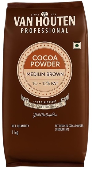 Van Houten Cocoa Powder 10/12 Medium Brown | 1 Kg for Baking & Beverages